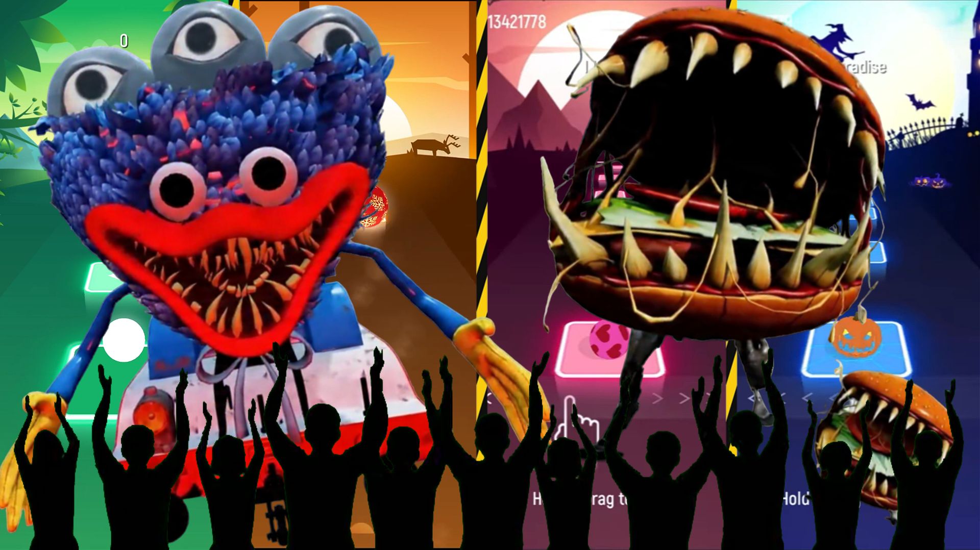 Monsters Хагги Вагги поезд, Бургер пожиратель. COFFIN DANCE & TILES HOP Ep.22