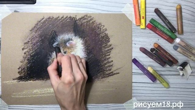 Рисунок котёнка масляной пастелью | Наталья Боброва