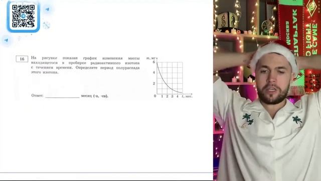 На рисунке показан график изменения массы находящегося в пробирке радиоактивного изотопа - №21040