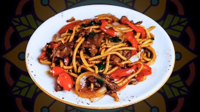 ЖАРЕНЫЙ ЛАГМАН УЗБЕКСКИЙ ВАРИАНТ СПАГЕТТИ