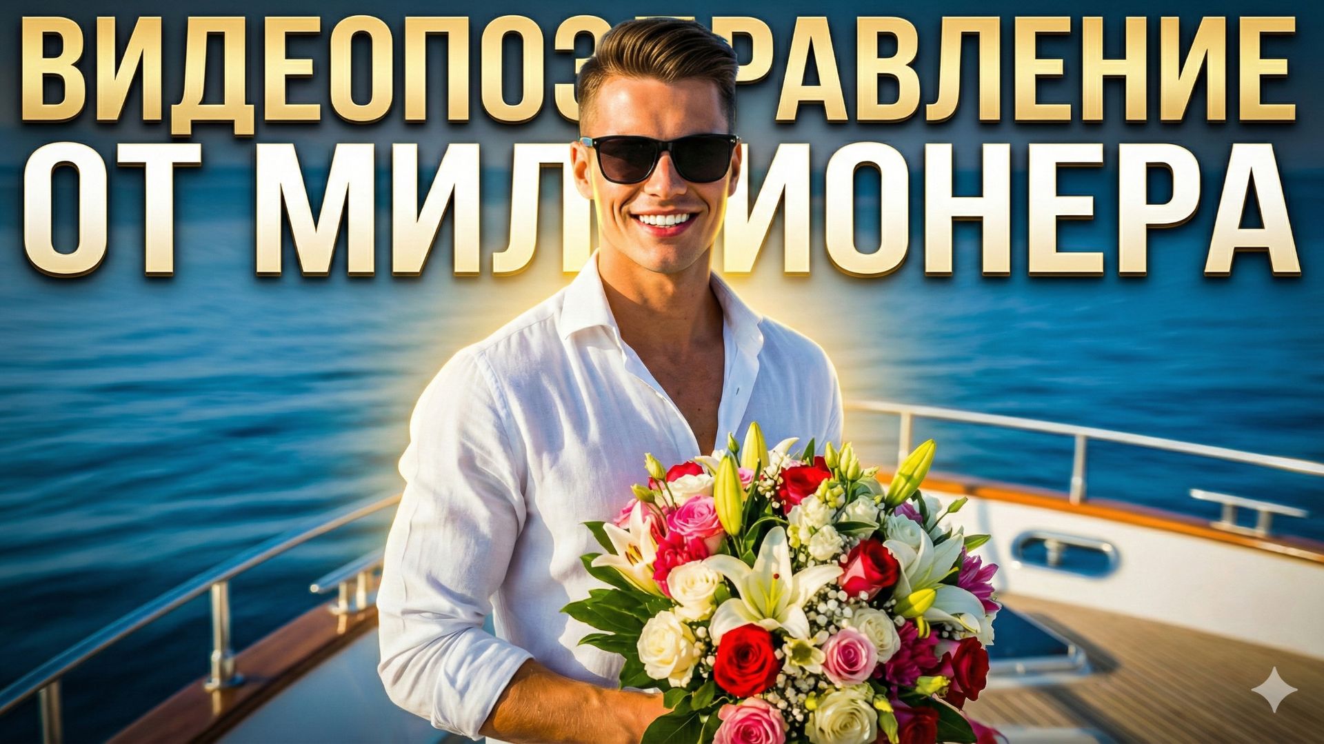Именное видео поздравление с днем рождения для женщины: образец «Миллионер на яхте»