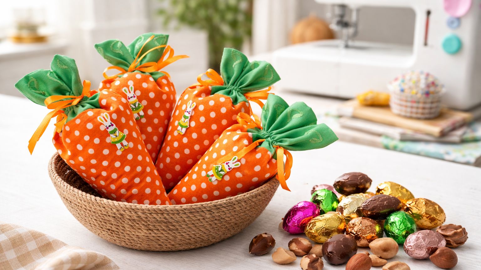 Такого эффекта я и хотела!  Создаём яркие мешочки для гостинцев от зайчика. Мешочек-морковка