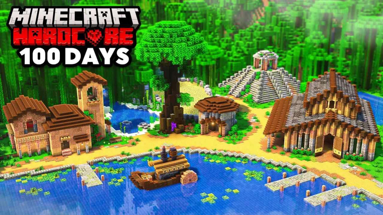 Я выжил 100 дней в джунглях в хардкорном Minecraft