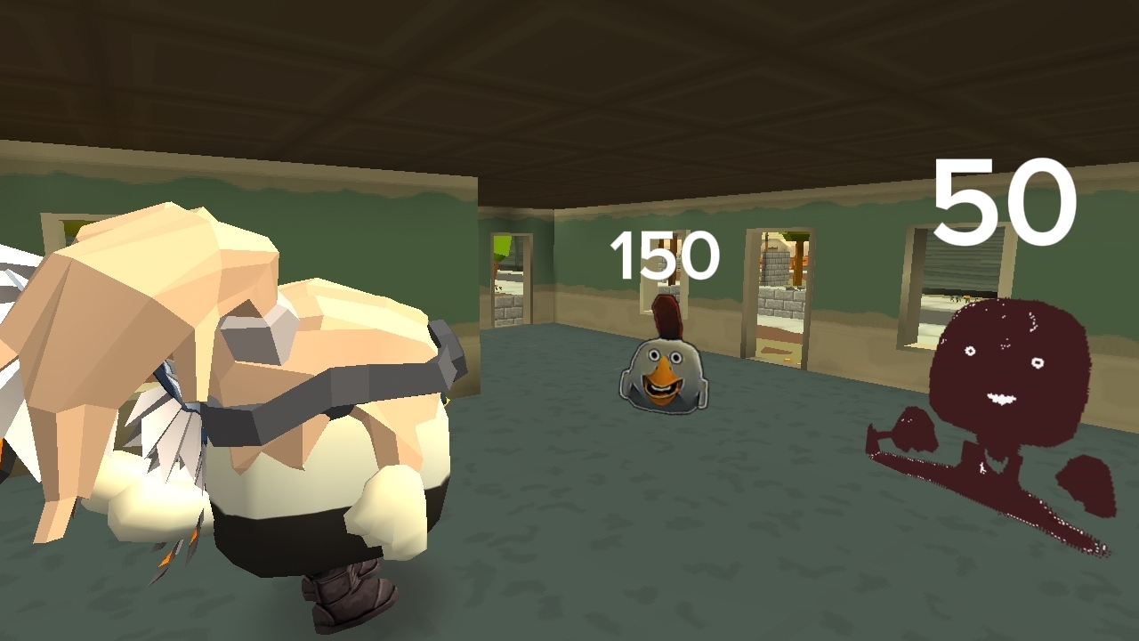 Заспавнила 150 Улыбок и 50 Мясников в Chicken Gun