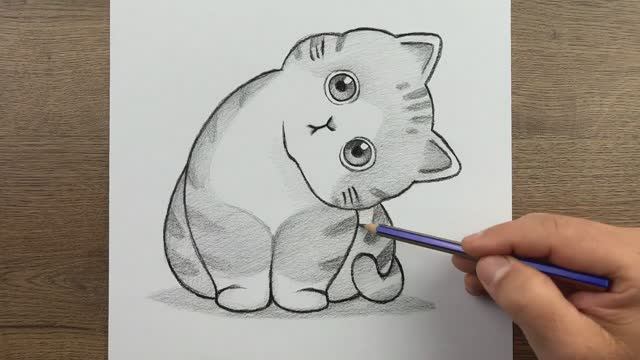 Как шаг за шагом нарисовать простую кошку карандашом, пошаговый урок рисования