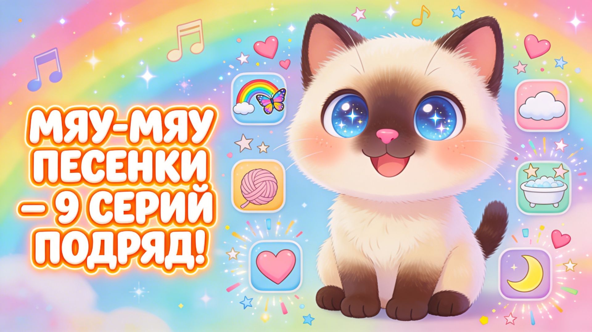 МЯУ-МЯУ ПЕСЕНКИ — 9 серий подряд! Самый милый котёнок Гав 🐱❤️
