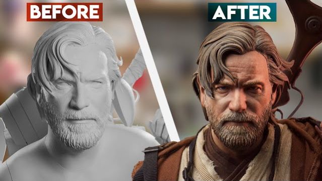 Роспись ОГРОМНОЙ Фигурки Оби-Вана Кеноби из «Звёздных войн»