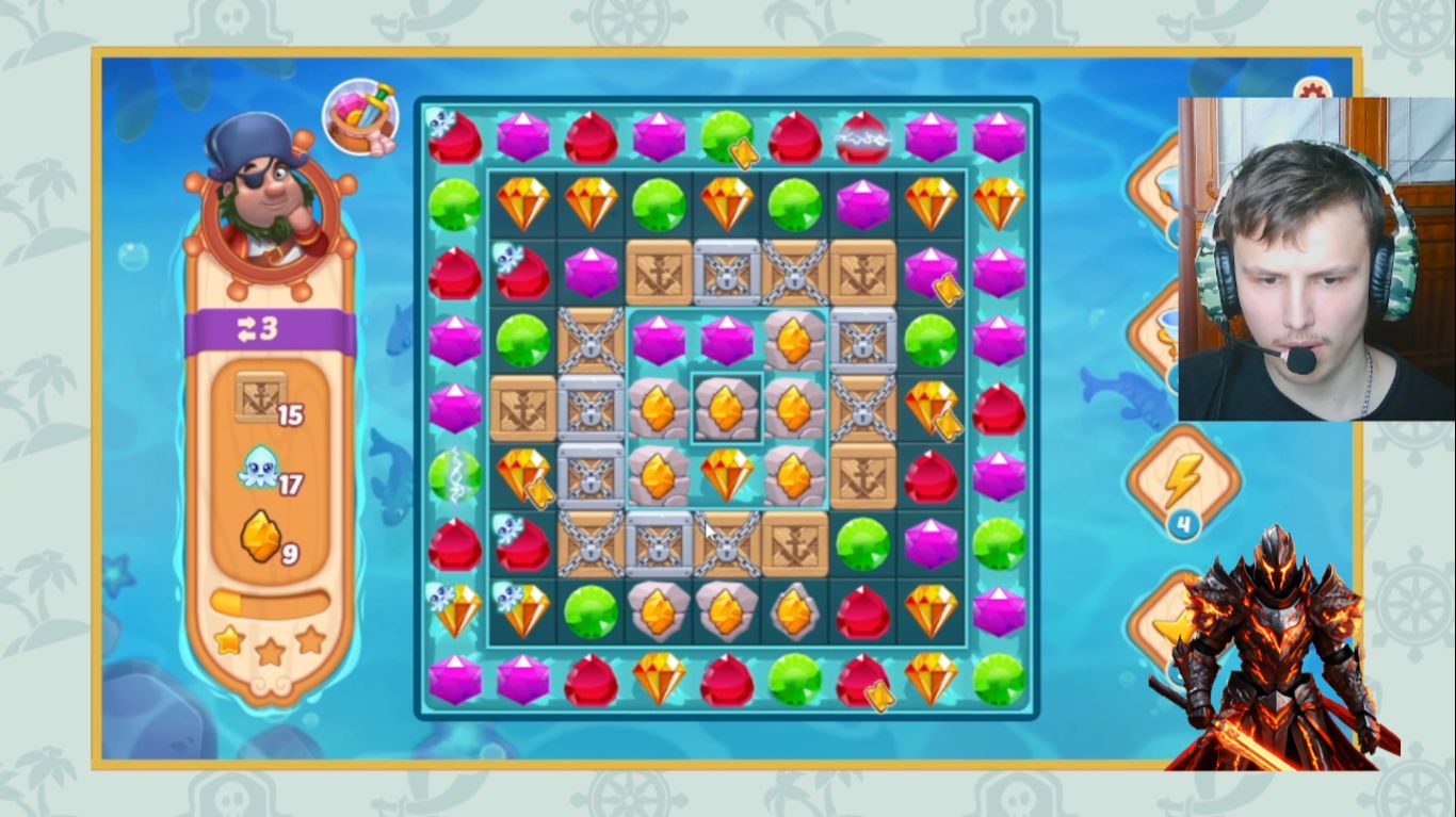 тёмный рыцарь прошёл 3 ур. в мине игре и 1 обычны ур. в сокровищах пиратов. 20 серия.