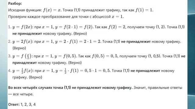 Алгебра 10 класс. Урок 4. Тест 2 Построение графиков функций с помощью геометрических преобразований