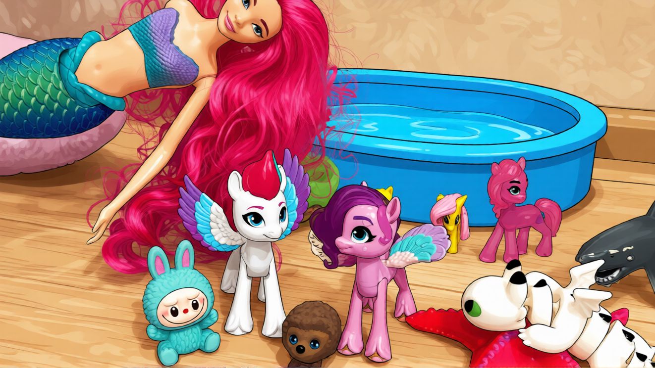 MyLittlePony. Пони купаются в бассейне