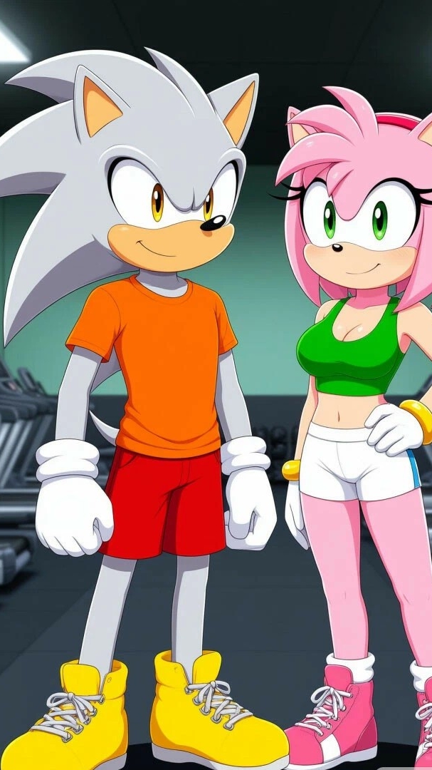 Тандер и Эми в фитнес зале.