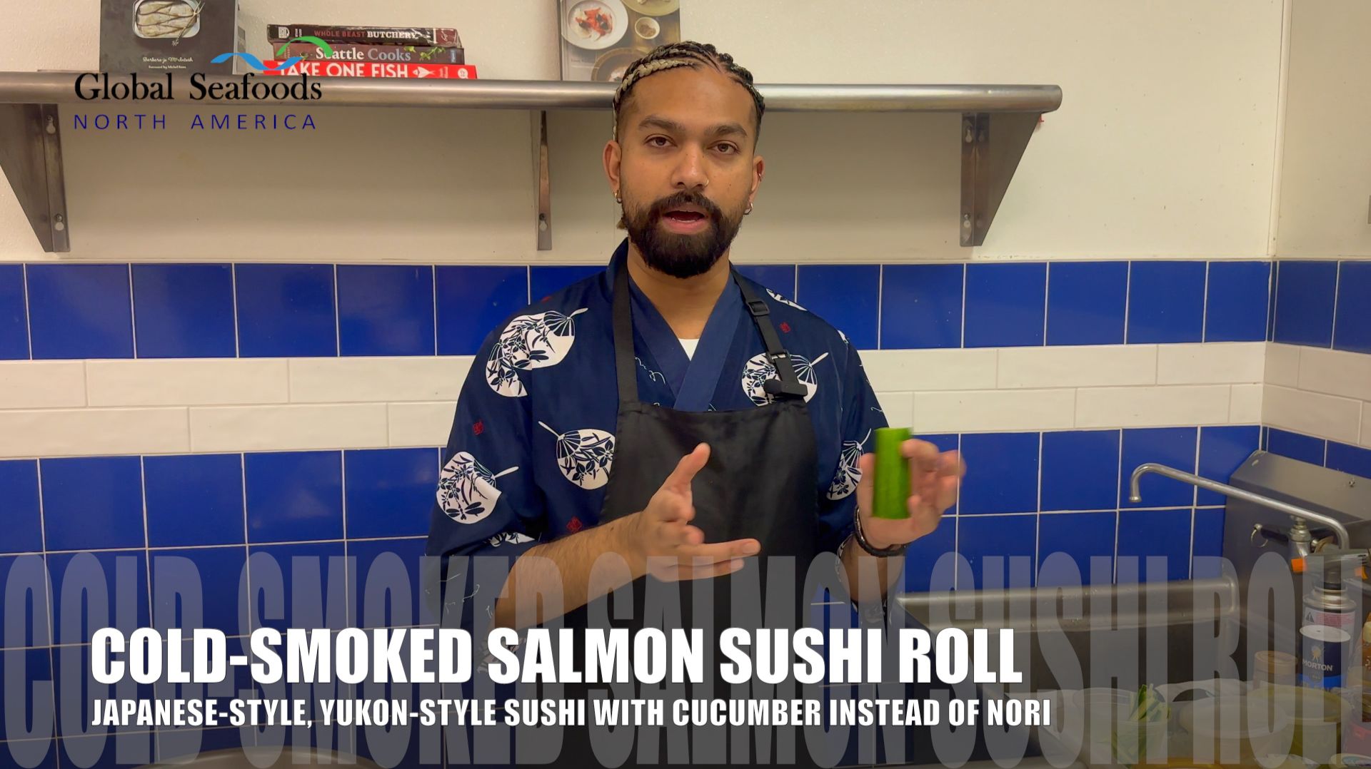 Суши в японском стиле с огурцом и холодного копчения лососем Yukon