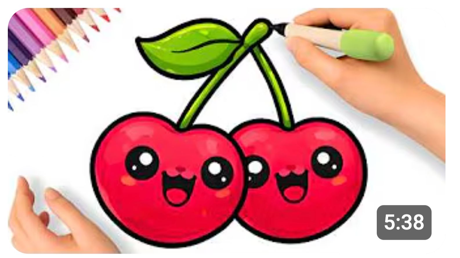 КАК НАРИСОВАТЬ КАВАЙНЫЕ ВИШНИ ЛЕГКО 🍒✨