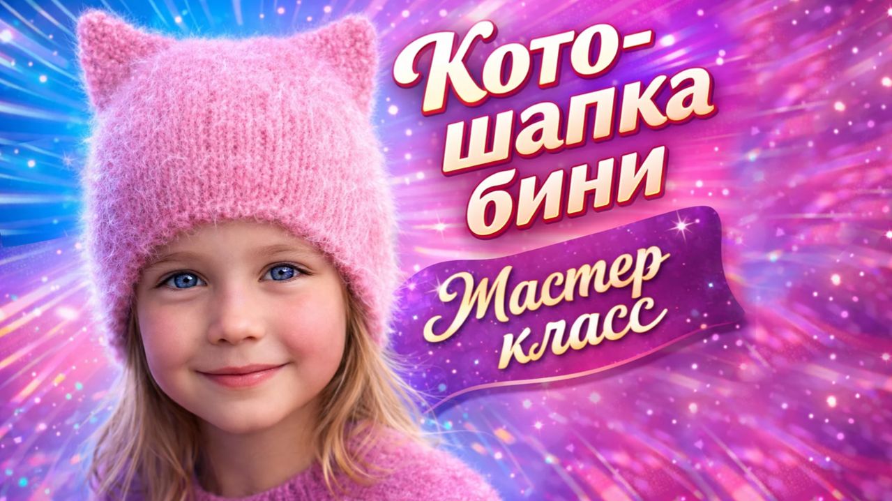 Кото-шапка. Мастер класс по шапке бини с ушками.