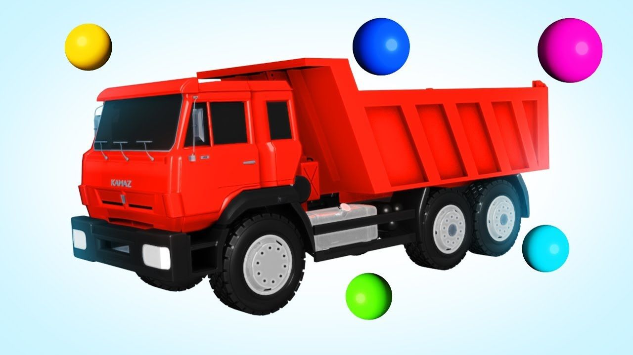 Учим цвета с помощью забавных уличных машинок грузовика и футбольных мячей детские песенки для детей