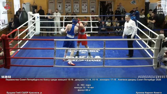 163 финал 60 кг Бушуев Глеб СШОР Красногв. р. Хромов Кирилл Комета