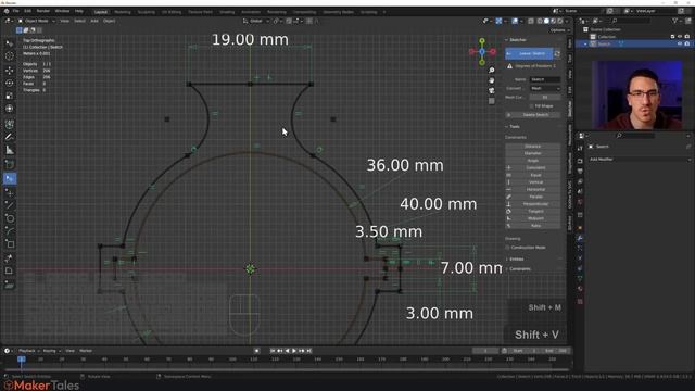 CAD Modeling In Blender 3.5 | CAD Sketcher Vacuum Clip ( Нейроперевод )