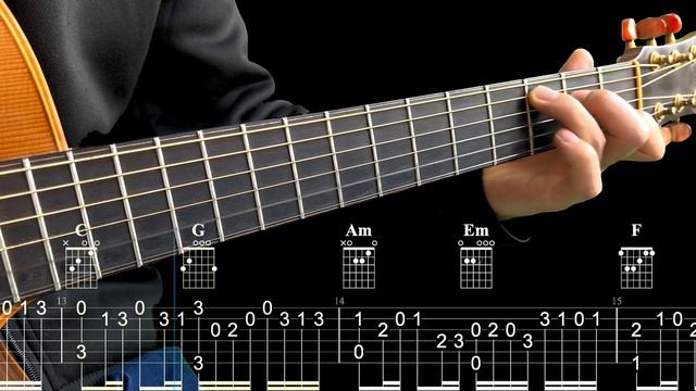 ИГРА АККОРДАМИ на Гитаре 001. Уроки Гитары. Аккорды и табы для Гитары Guitar B28