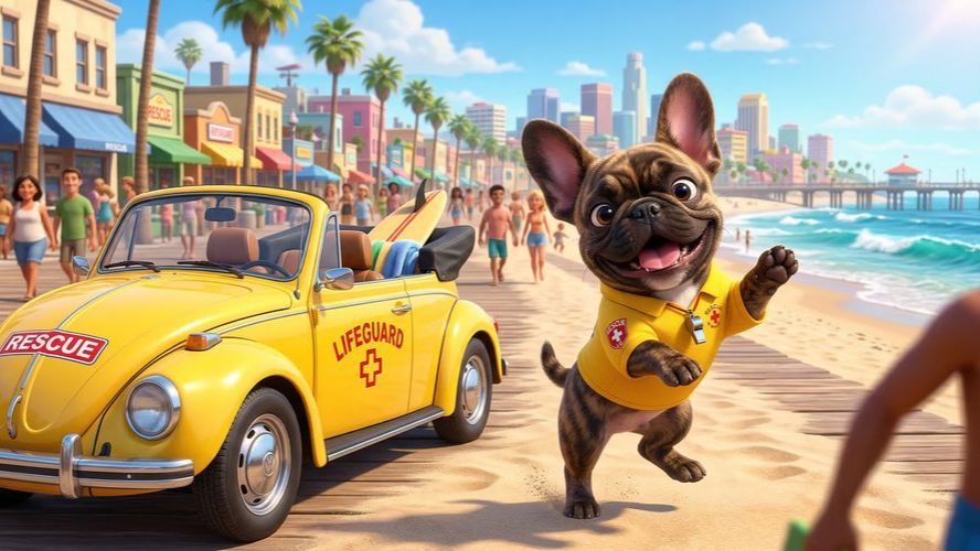 Мультики для детей, щенки катаются на машинках