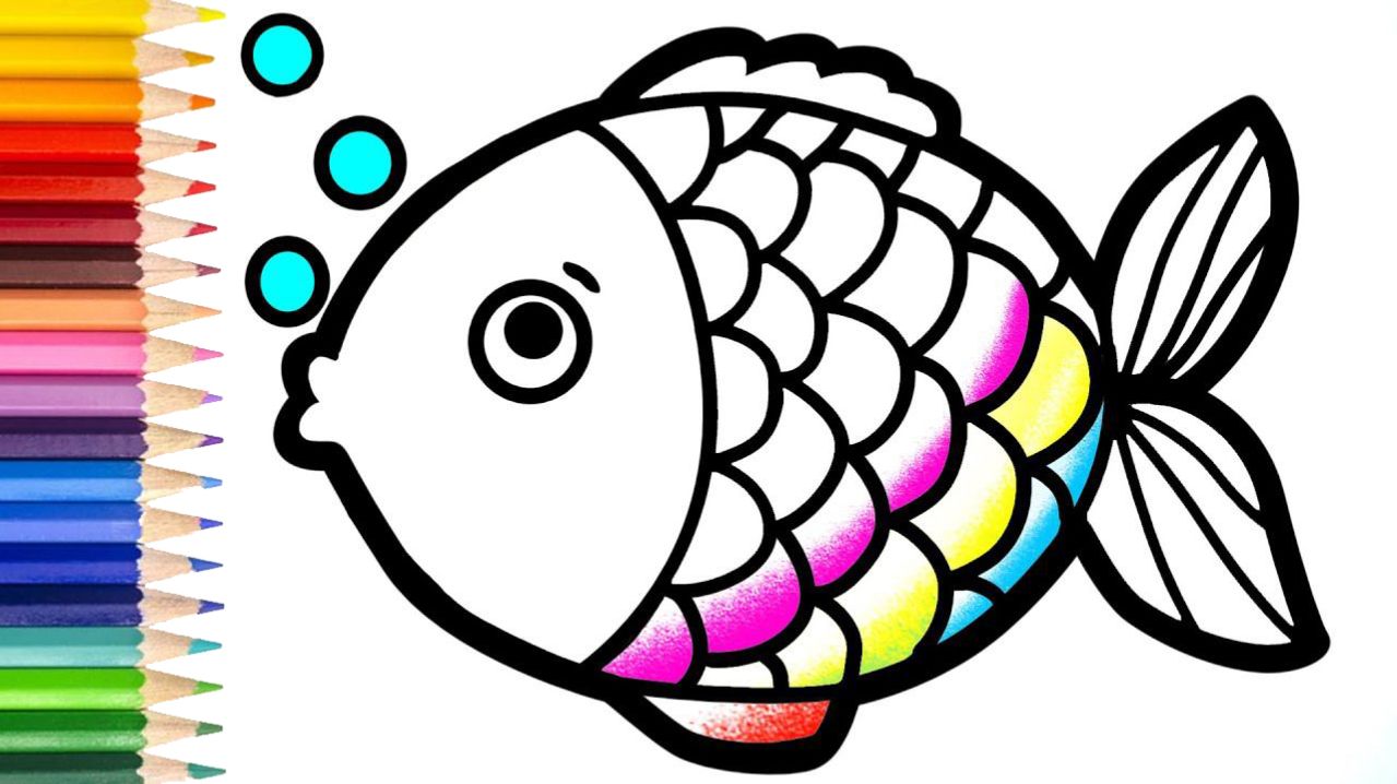 Мультик для детей- Как нарисовать РЫБКУ для детей/Рисование РЫБКИ для детей
