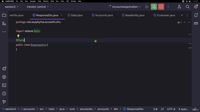 13. Creating DTOs inside accounts microservice