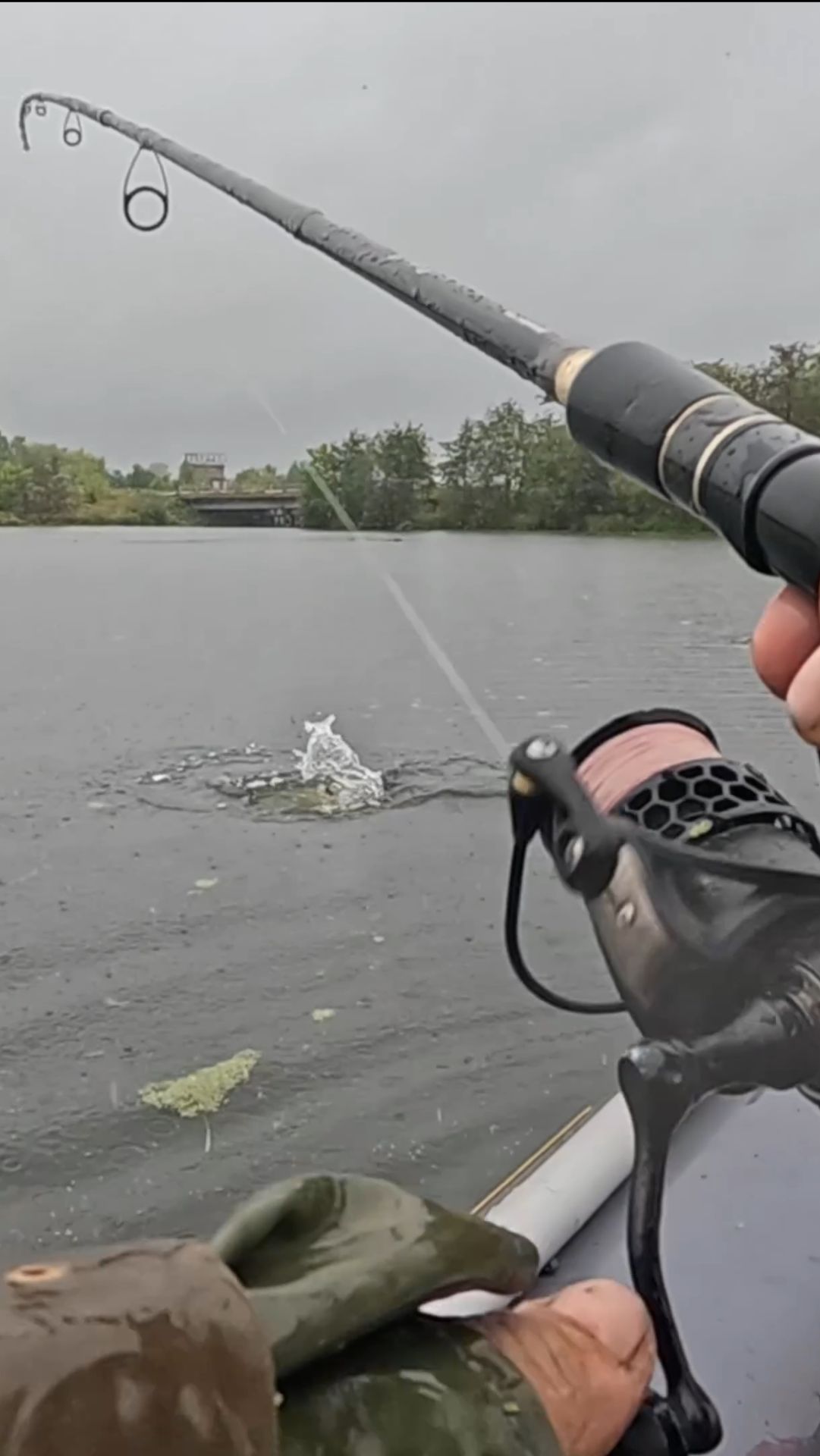 Дождь как из ведра, а я за щукой на рыбалку.