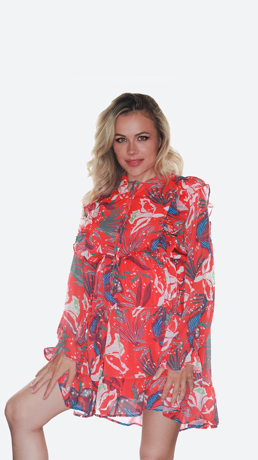 Стильное платье из шифона "Красное лето"