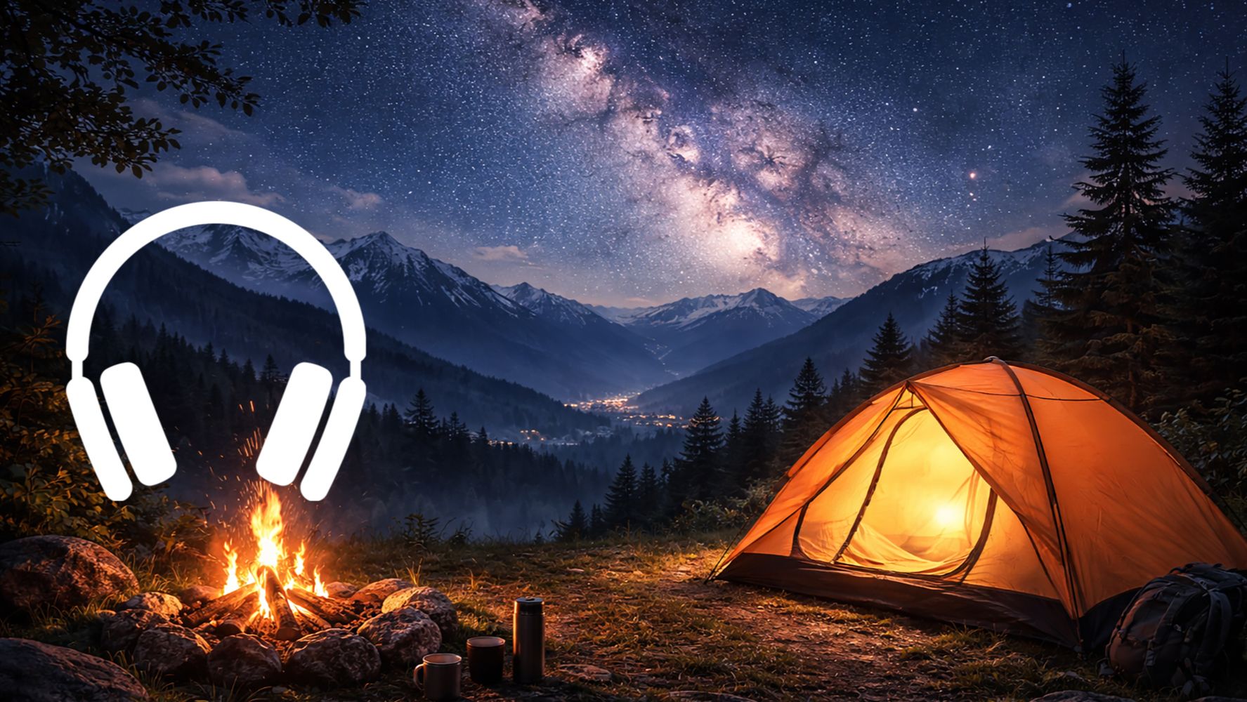 Lo-fi эмбиент 3 часа 🔥 Ночь в горах под звёздами, костёр и Млечный путь, музыка для отдыха