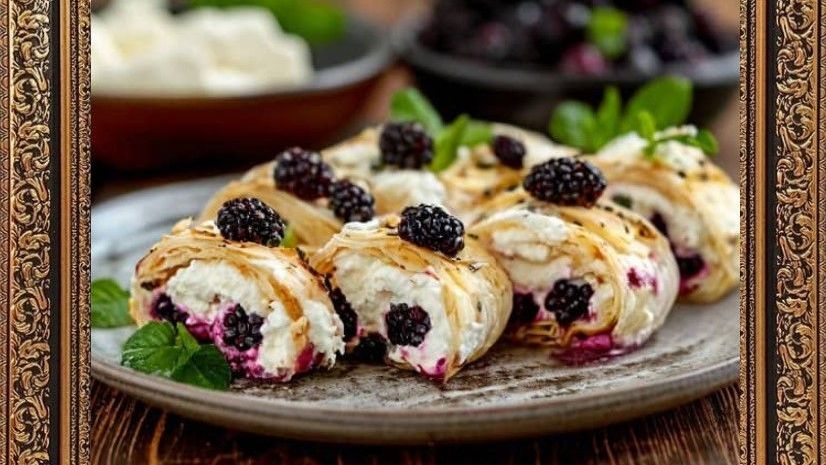 Рулет из лаваша с творогом и ягодами