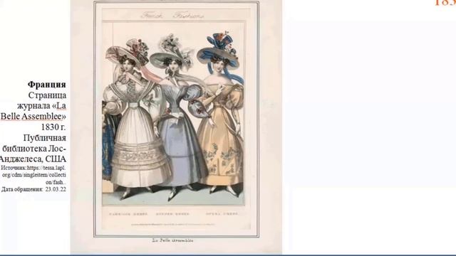 ЕВРОПЕЙСКИЙ ЖЕНСКИЙ КОСТЮМ 1830-х гг.