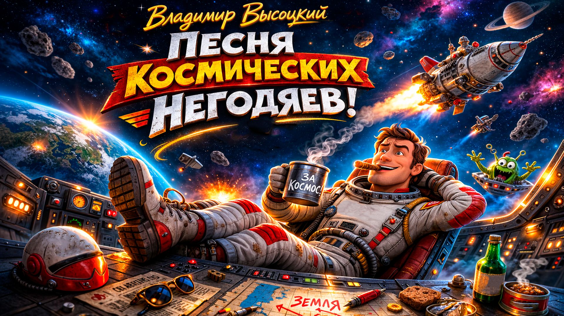 "ПЕСНЯ КОСМИЧЕСКИХ НЕГОДЯЕВ" — мультфильм в 3D по песне В.С.Высоцкого (ПОЛНЫЙ ВАРИАНТ)