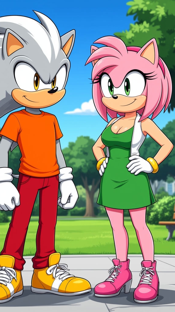 Тандер и Эми в парке.