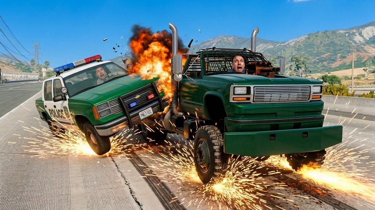 BeamNG Drive - Высокоскоростные полицейские погони - Аварии автомобилей