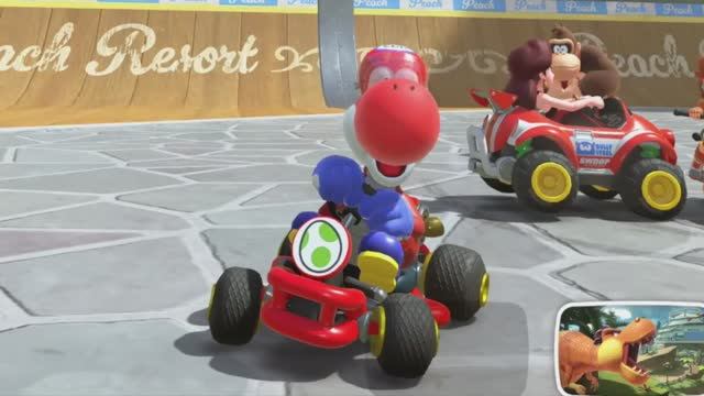 Йоши танцует сидя на карте