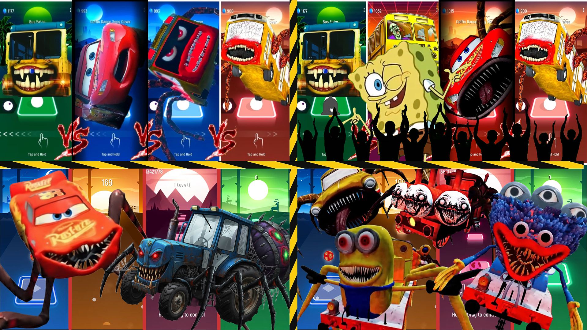 Monsters Автобус-пожиратель, Маккуин-паук, Миньон-паук, COFFIN DANCE & TILES HOP Comp. Ep. 28