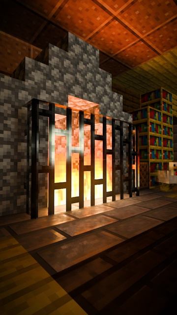 Атмосфера камина в Minecraft.