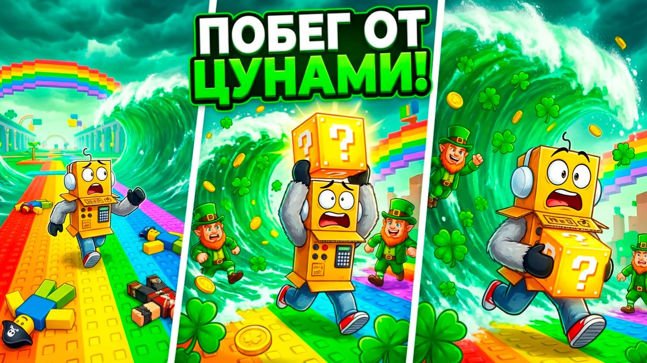 😱 ПОБЕГ ОТ ГИГАНТСКОГО ЦУНАМИ СВЯТОГО ПАТРИКА!  ИВЕНТ ROBLOX Escape Tsunami Brainrots