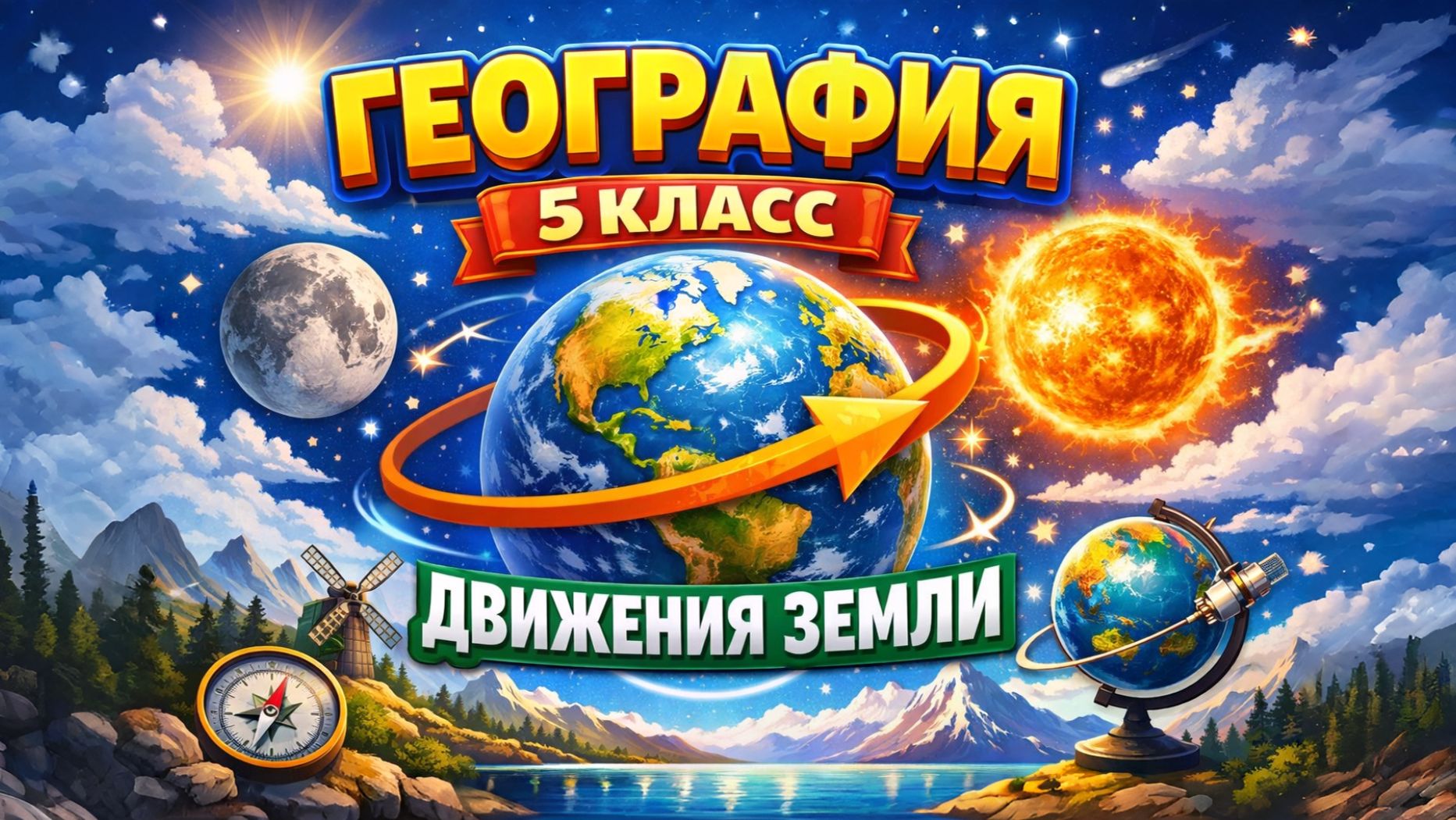 $10 "Движения Земли", География 5-6 классы, Полярная звезда