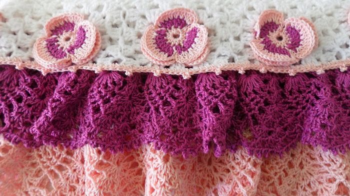 Красивая оборка для детского платья , вязание крючком