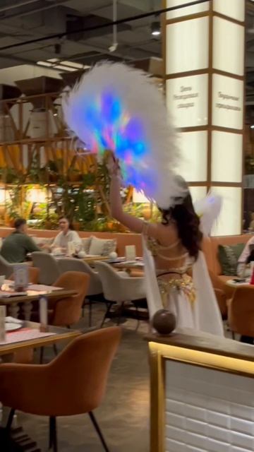 Роскошный восточный танец с большими веерами