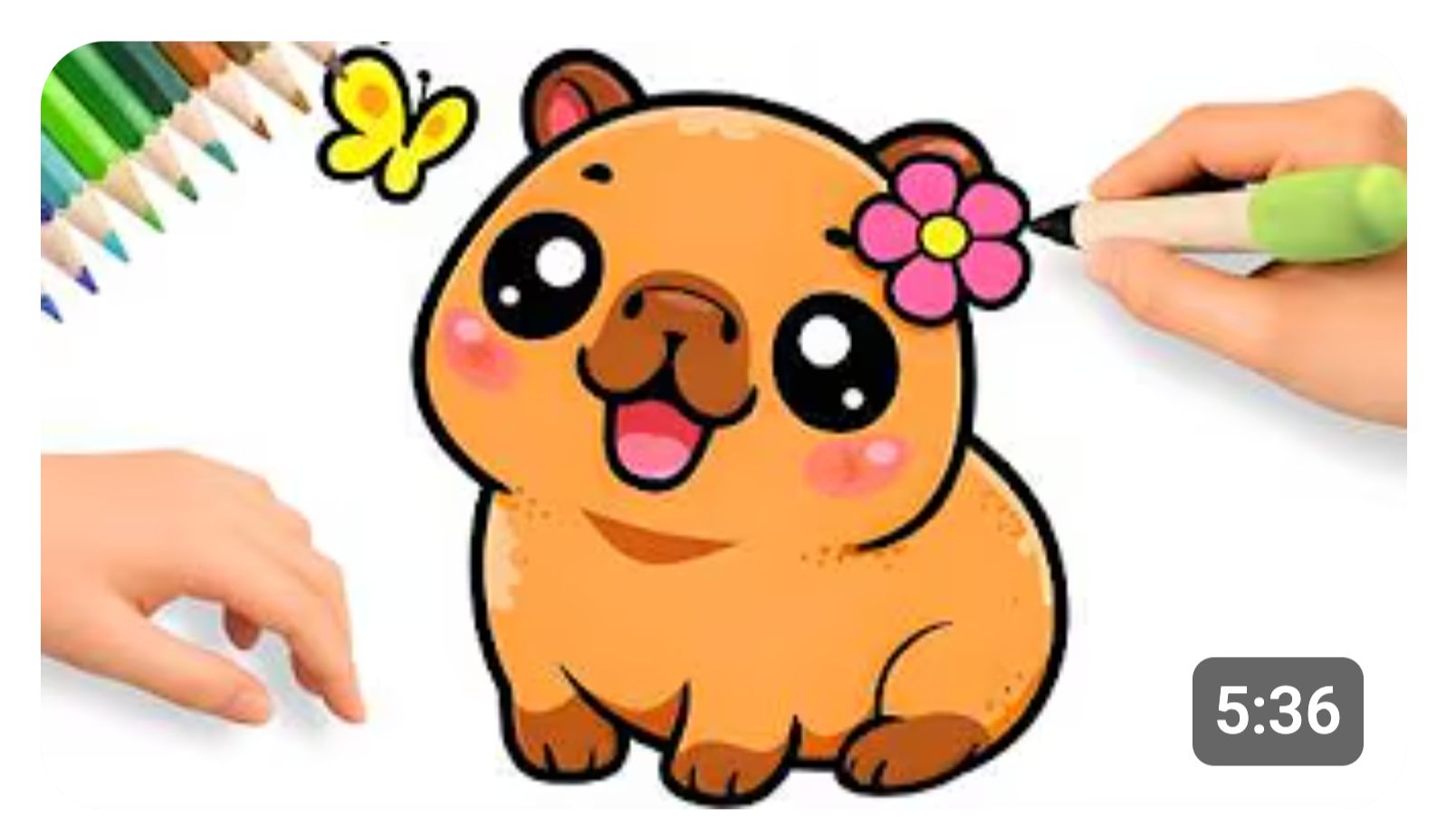 КАК НАРИСОВАТЬ ПРОСТУЮ КАВАЙНУЮ КАПИБАРУ С ЦВЕТКОМ 💗
