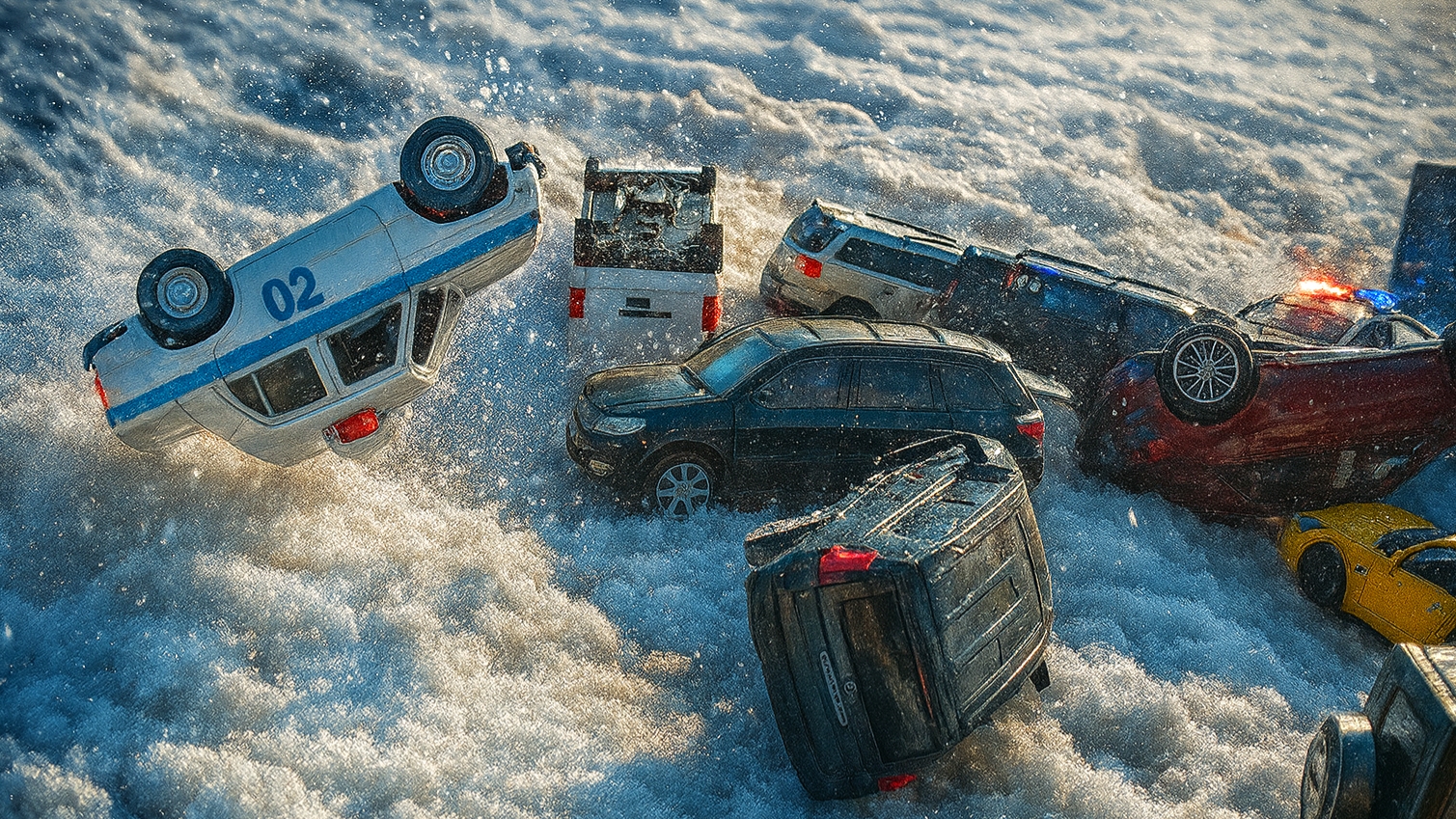Машинки на снежной дороге! Авария машинок | Видео про машинки