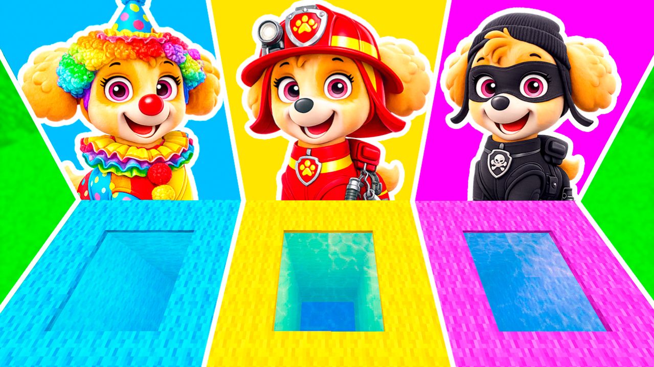 ВЫБЕРИ ПРАВИЛЬНУЮ ЯМУ СКАЙ КЛОУН ПОЖАРНЫЙ БАНДИТ ВСЕ ВИДЫ ЩЕНЯЧИЙ ПАТРУЛЬ в МАЙНКРАФТ ЗОМБАК