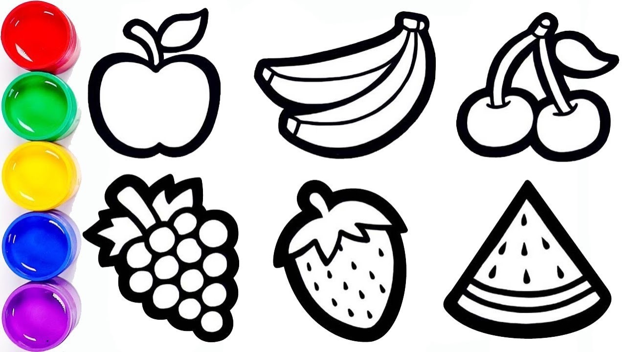 Как нарисовать фрукты и ягоды. Рисунок раскраска