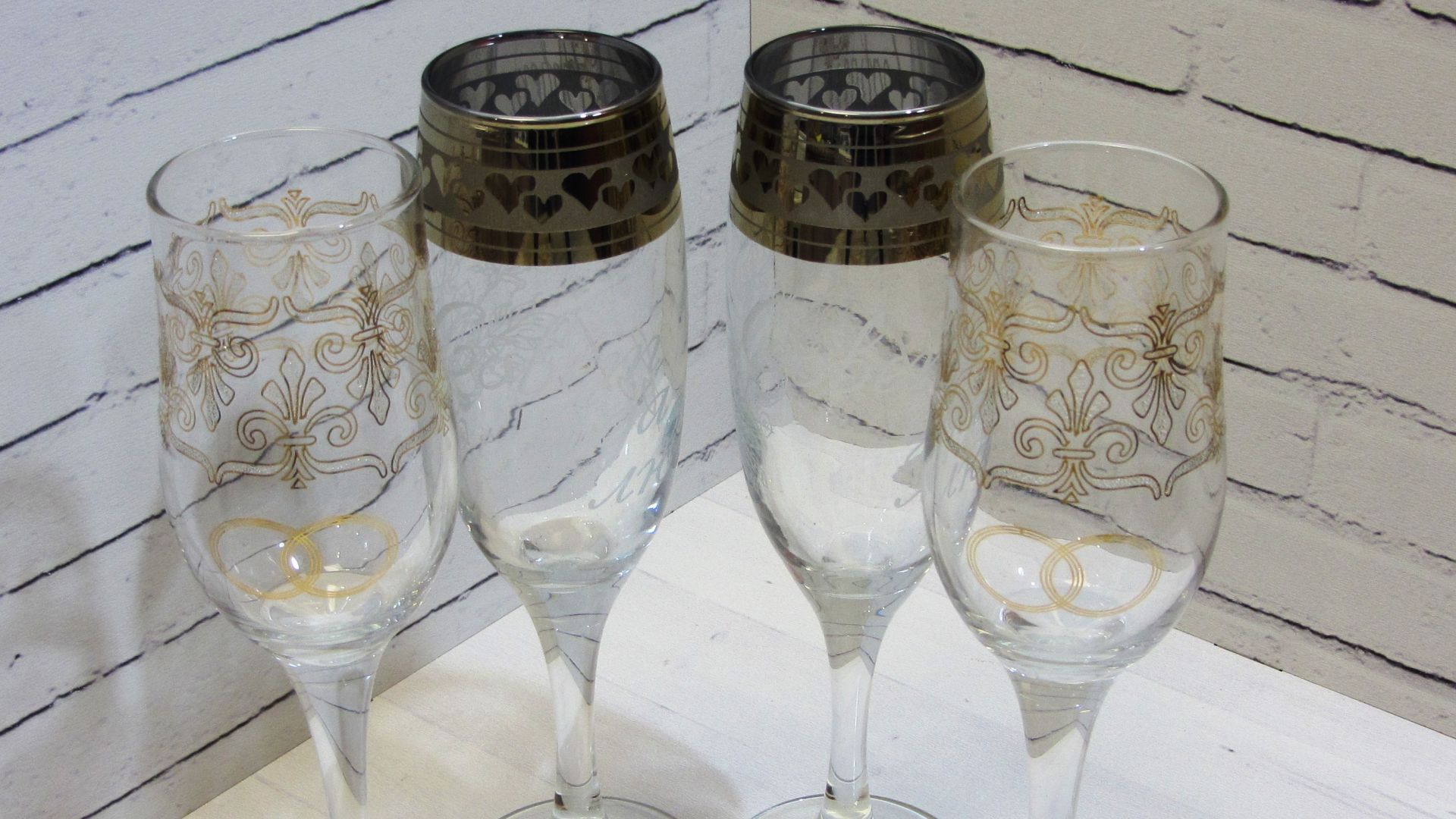 Свадебные  Фужеры и бокалы 4 шт Совет да любовь, Гусь хрустальный Сделано в России