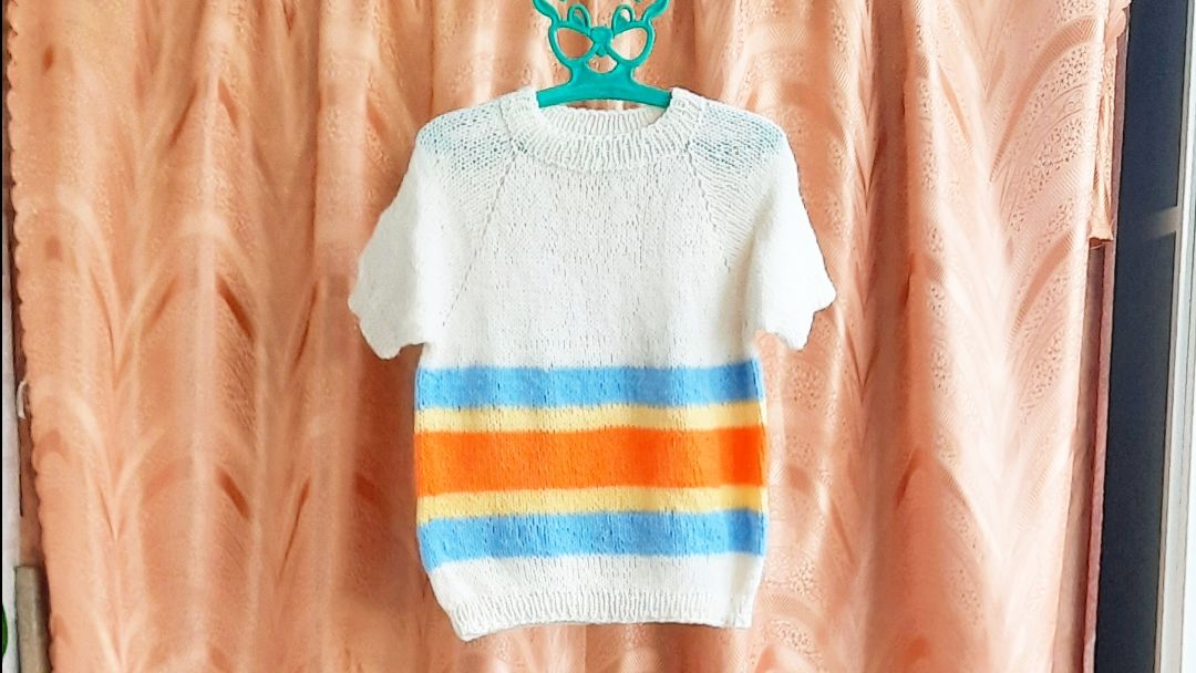 Футболка спицами "Солнышко" на 3-4 года.!🤩🤩🤩