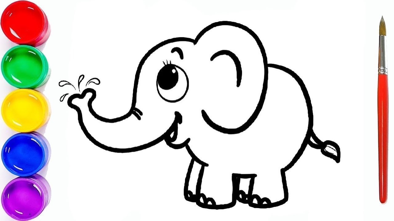 Как нарисовать слона. Рисунок раскраска слон