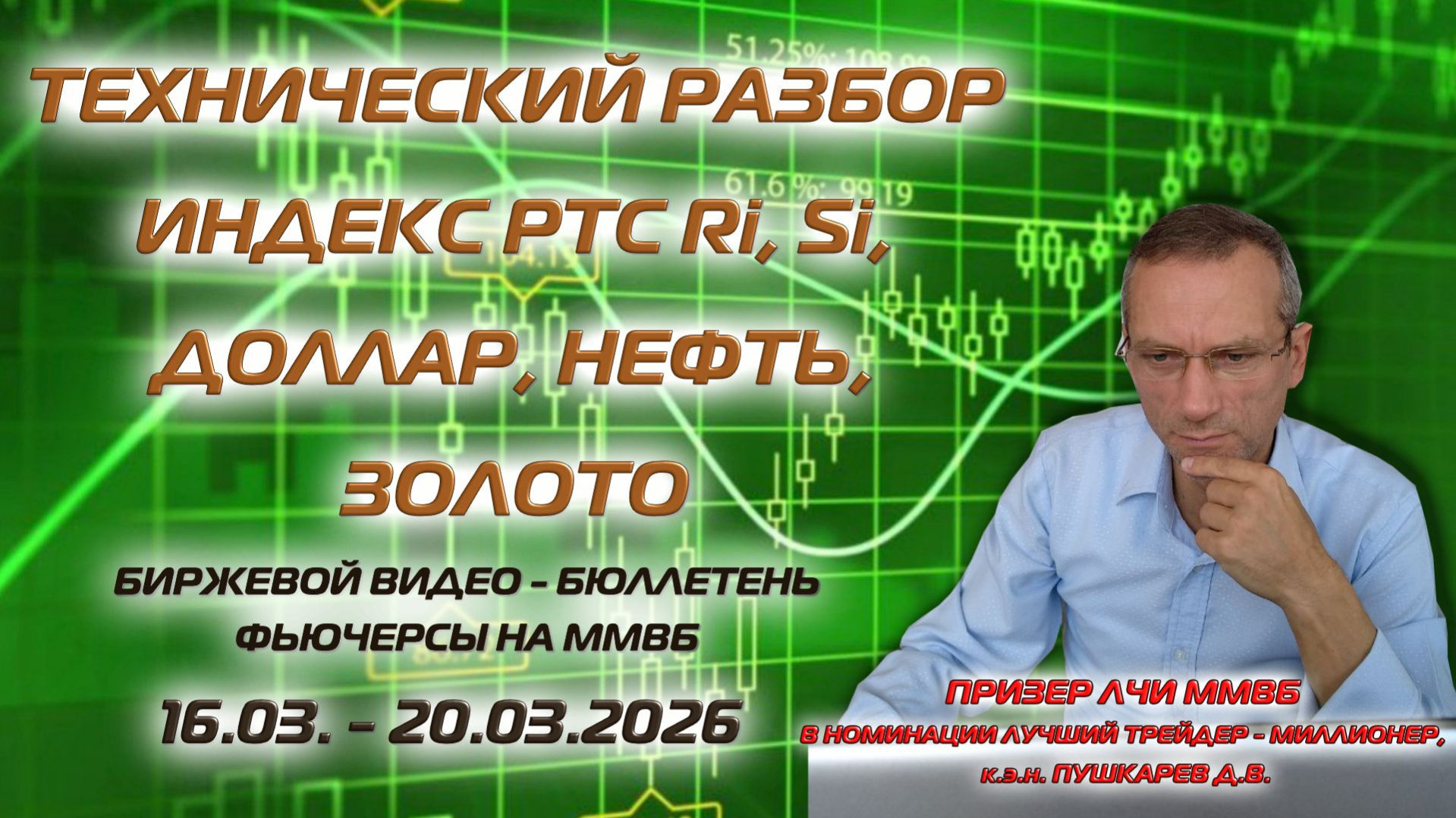 РТС, РУБЛЬ, НЕФТЬ, ДОЛЛАР, ЗОЛОТО | БИРЖЕВОЙ ВИДЕО БЮЛЛЕТЕНЬ ФЬЮЧЕРСЫ НА ММВБ С 16.03 ПО 20.03.26