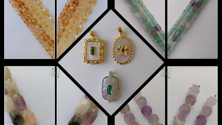 Фурнитура (с покрытием), бусины (натуральный камень)