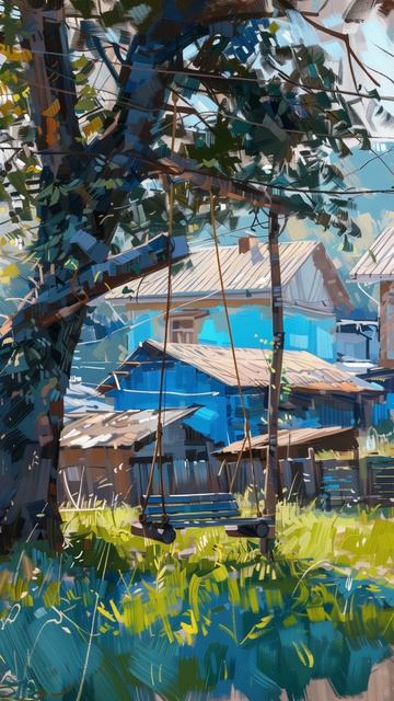 Деревенский двор (картина #1106) / Арт-студия Нормова